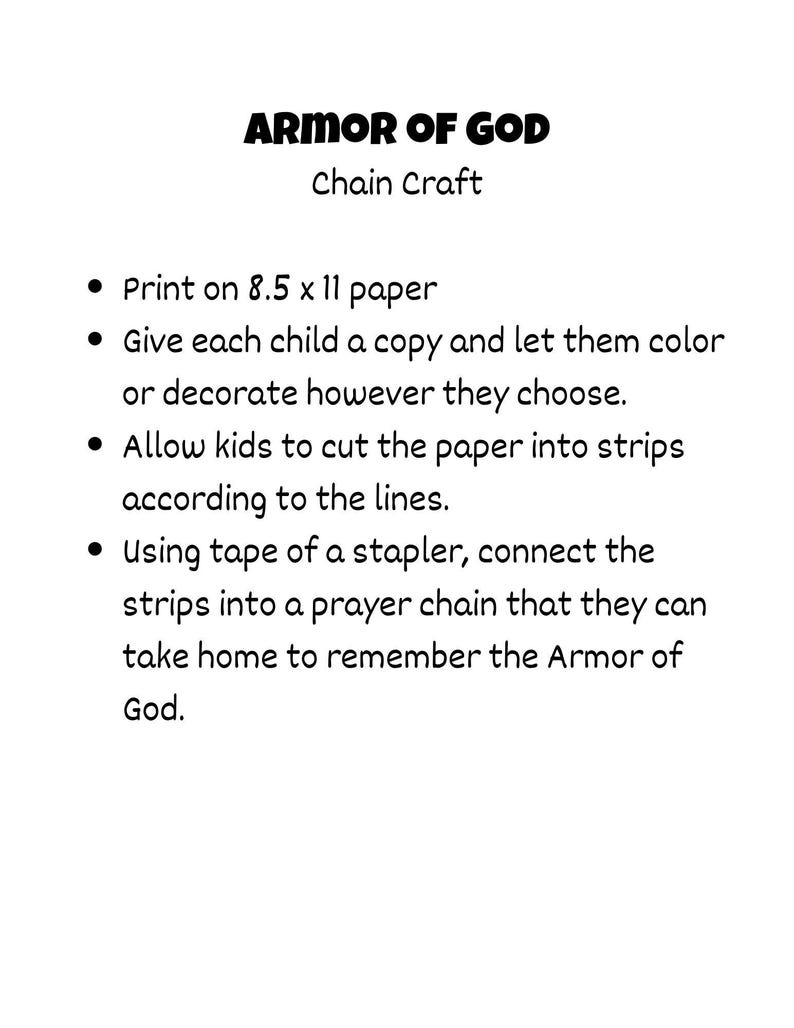 Armor of God Kids Paper Chain Craft - Etsy