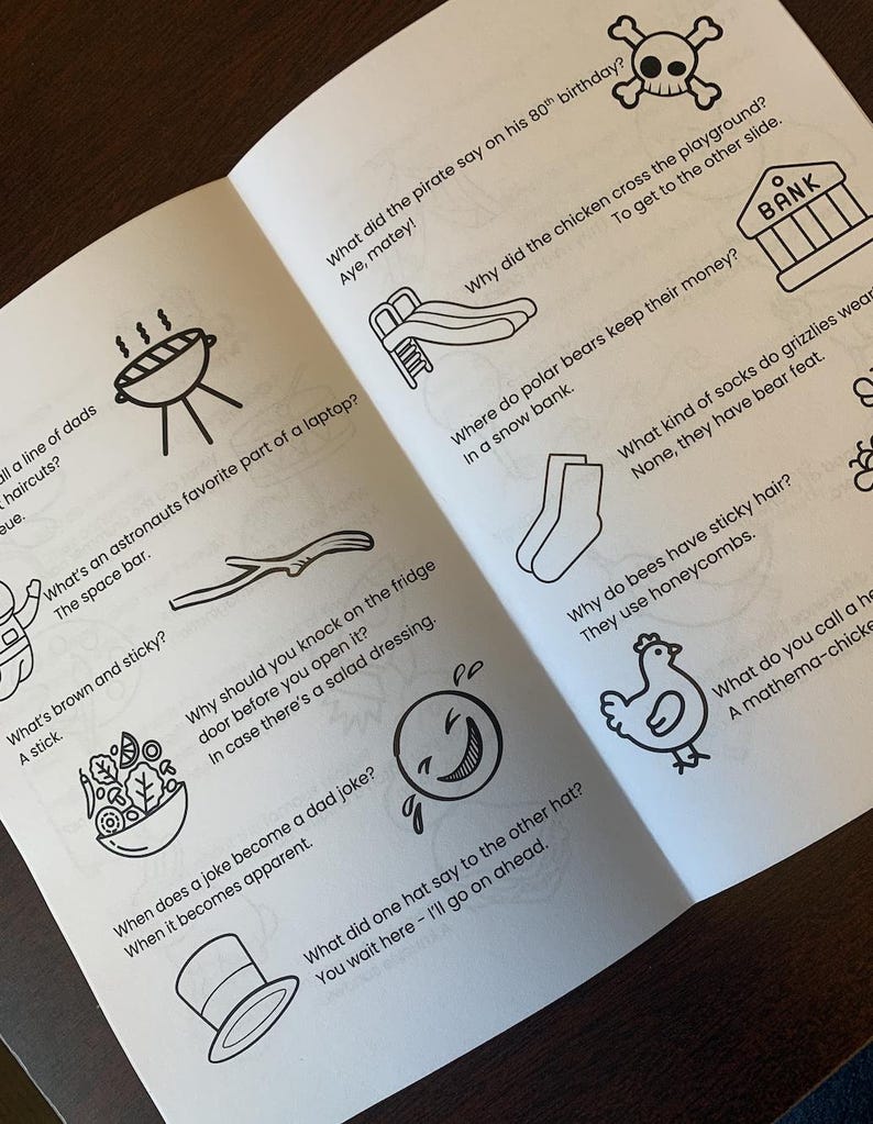 Father's Day Book of Dad Jokes Coloring Pages - Etsy