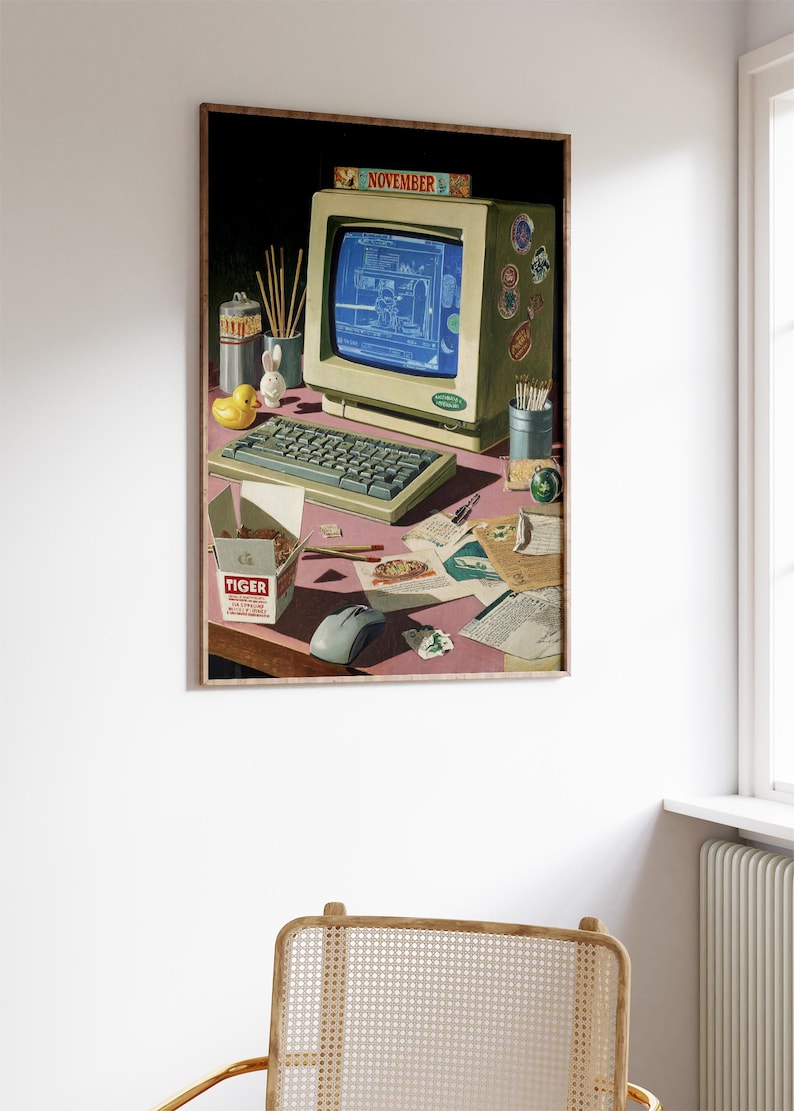 Nostalgic 90s Retro Computer Art Print, Vintage Aesthetic PC Desktop ...