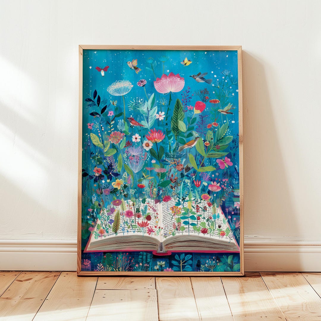 Whimsical Storybook Garden Poster, Blooming Floral Wall Art, Enchanted ...