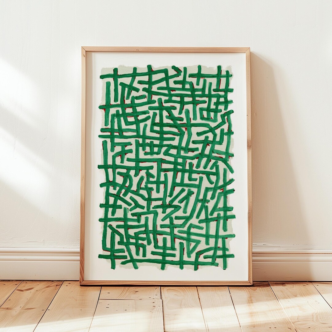 Abstract Green Line Poster | Modern Minimal Abstract Art | Hand Drawn ...