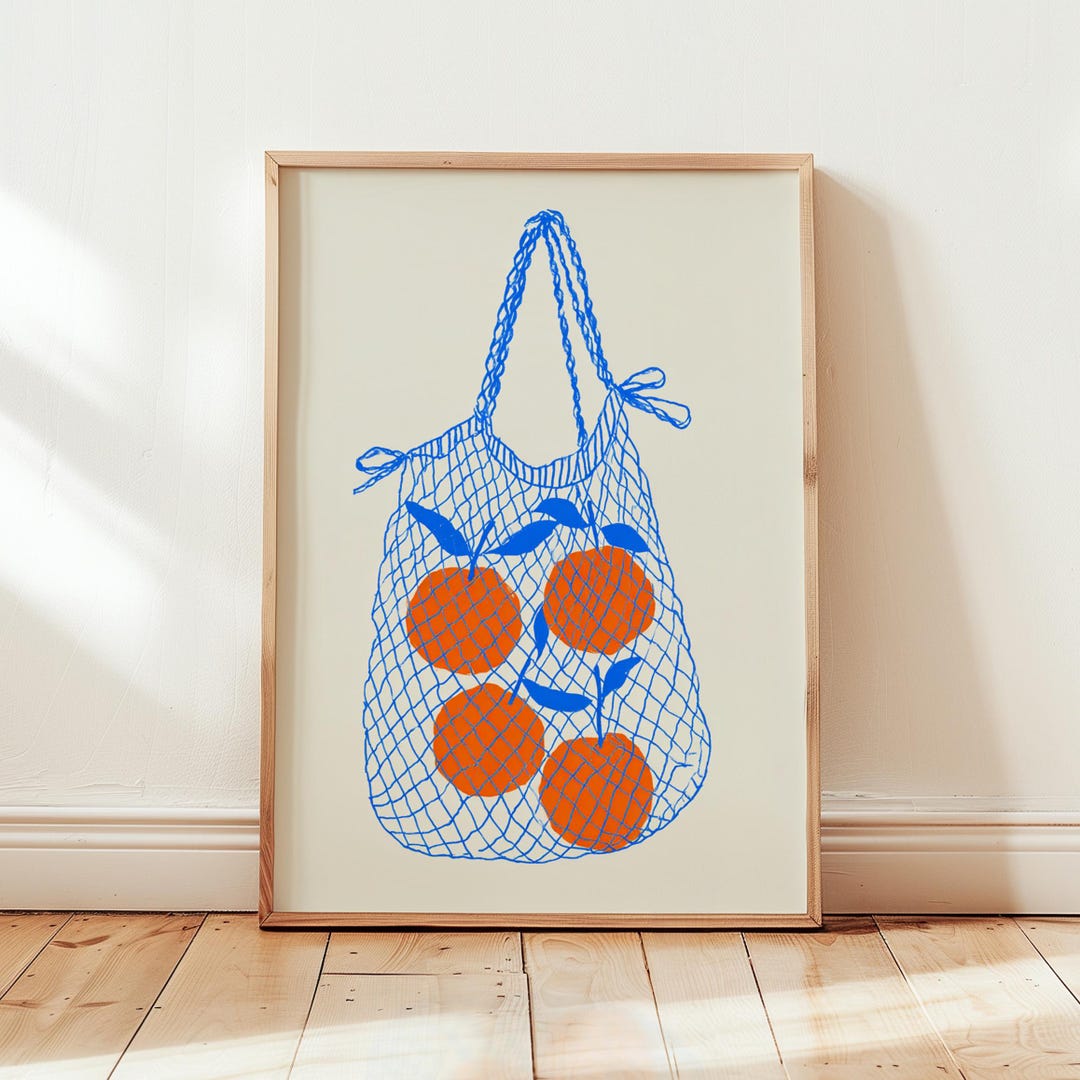 Fruit Net Bag Digital Download, Modern Kitchen Printable Wall Art ...