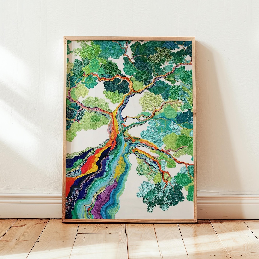 Colorful Tree of Life Wall Art Print, Vibrant Nature Digital Download ...