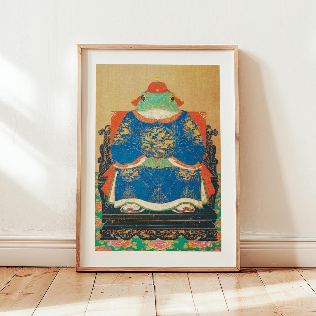 Frog Emperor Illustration Poster | Chinese Folk Style Animal Figure ...