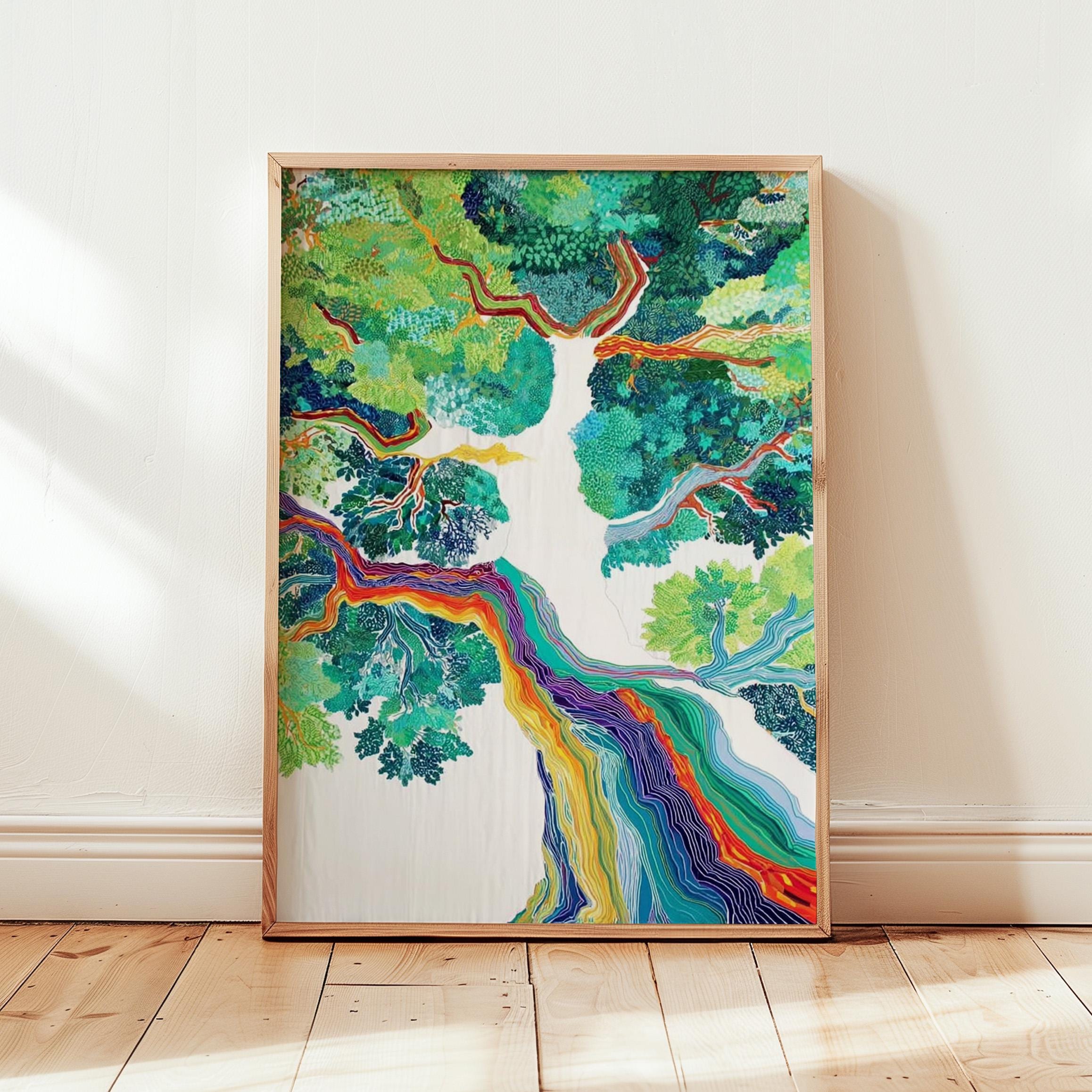 Colorful Tree of Life Wall Art Print, Vibrant Nature Digital Download ...