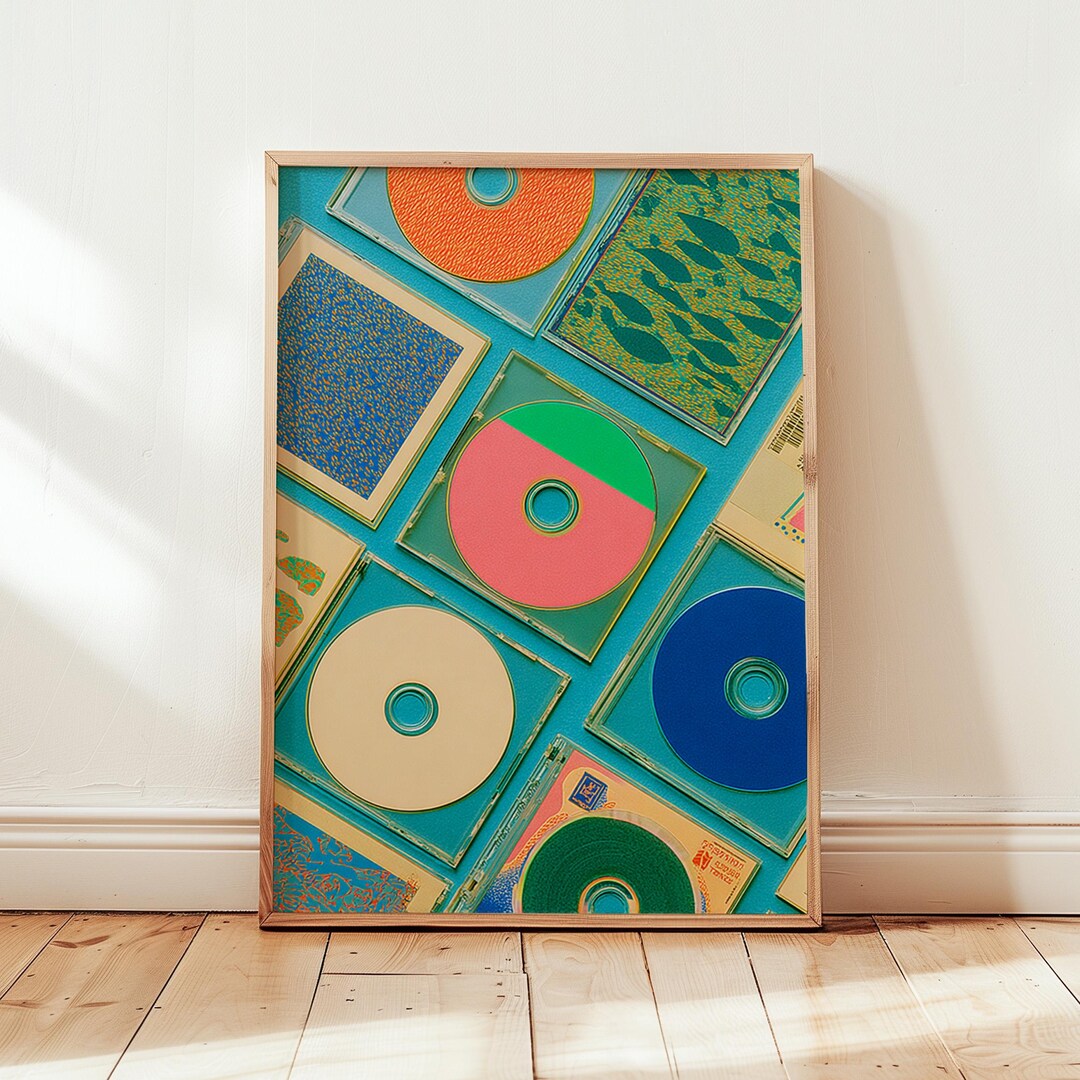 Retro Compact Disc Art | Colorful Teal Poster | Y2K Aesthetic Decor ...