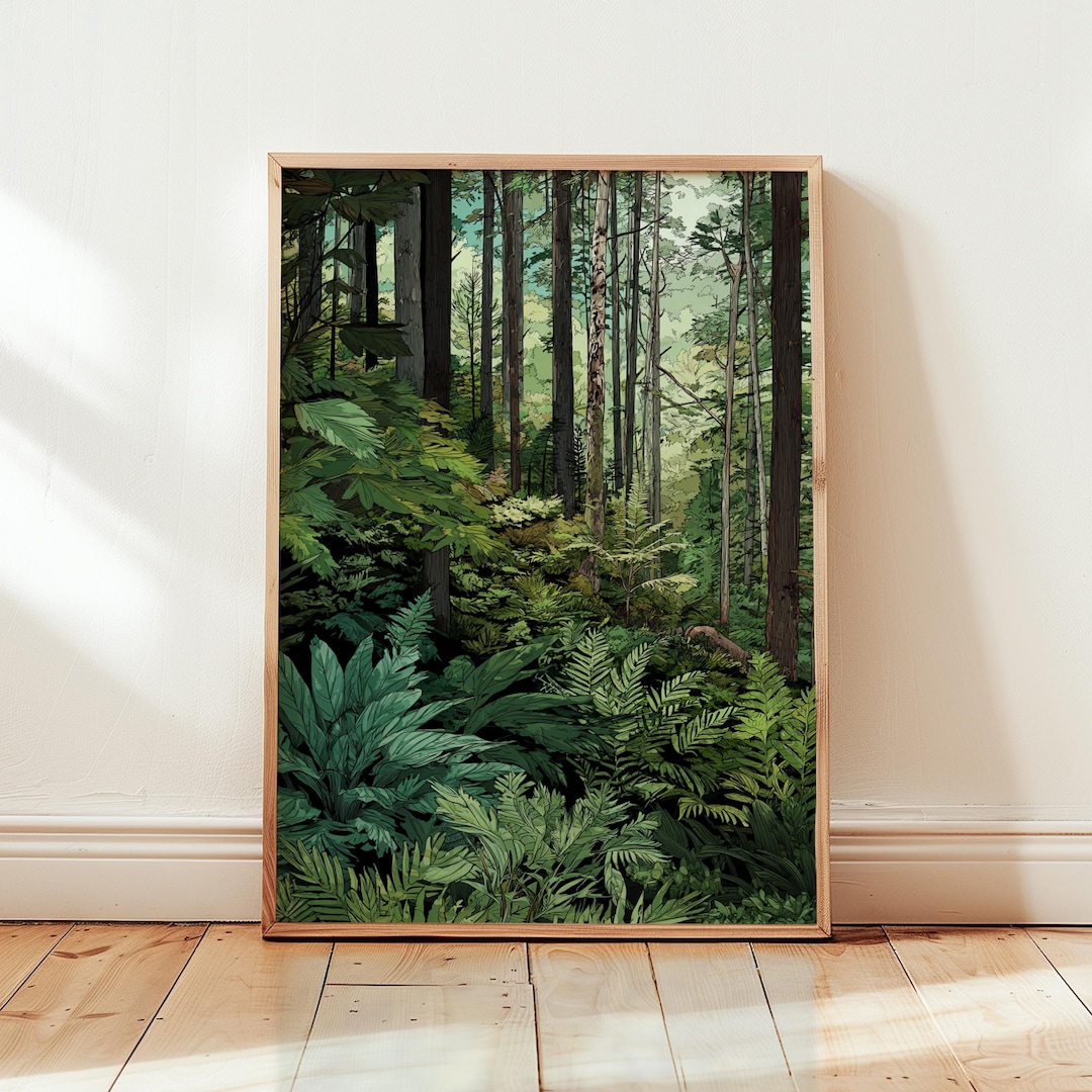 Woodland Forest Digital Download, Botanical Printable Wall Art, Lush ...