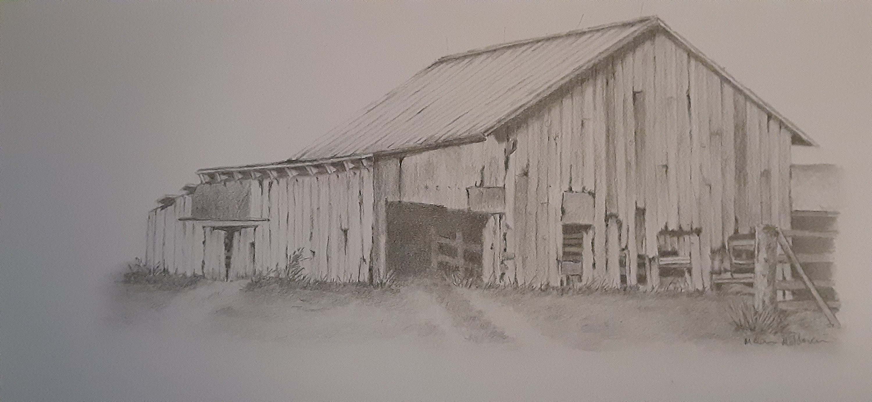 Old Barn Pencil Art Old Rustic Barn Drawing Original Artwork Graphite ...