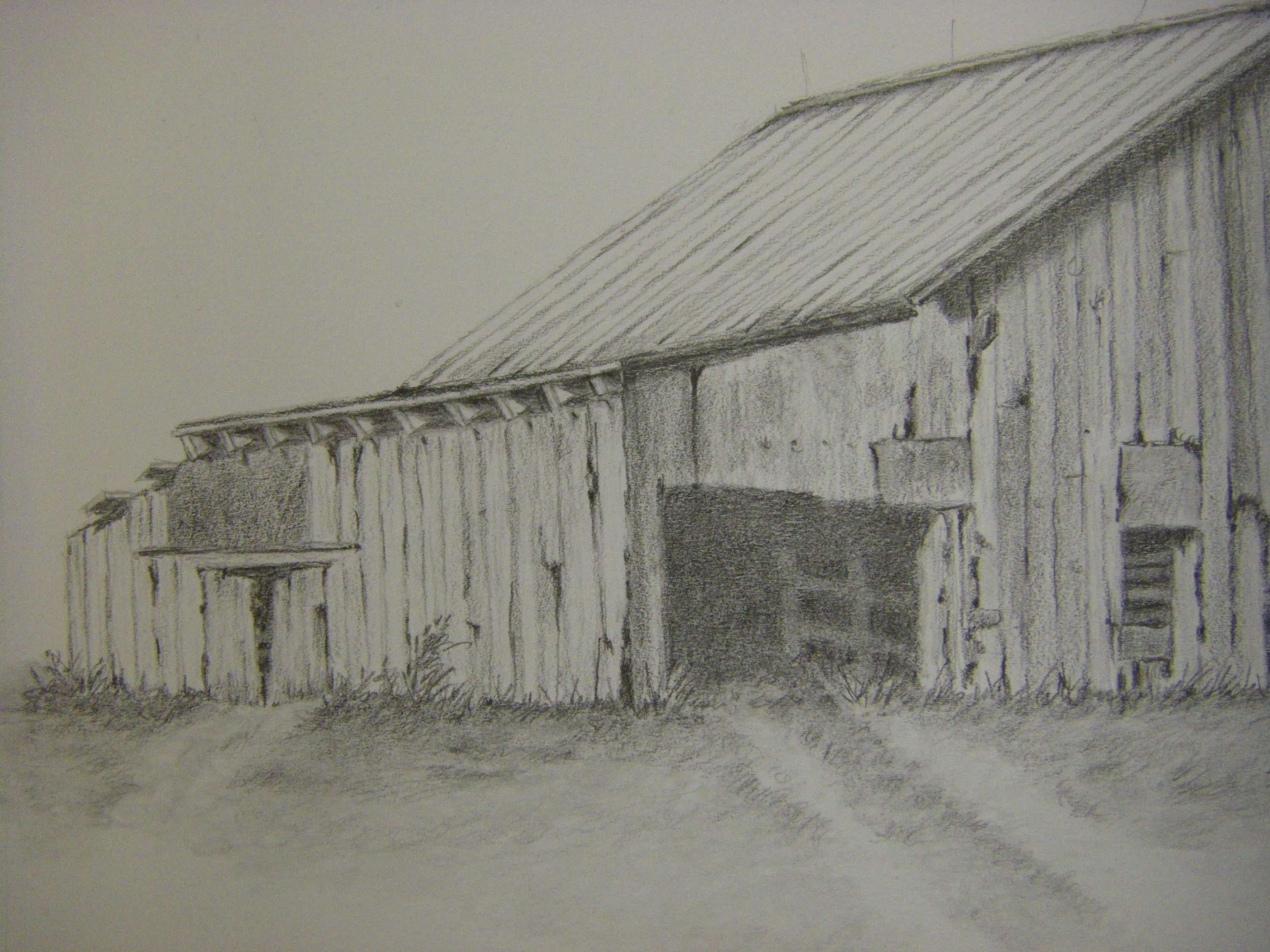 Old Barn Pencil Art Old Rustic Barn Drawing Original Artwork Graphite ...
