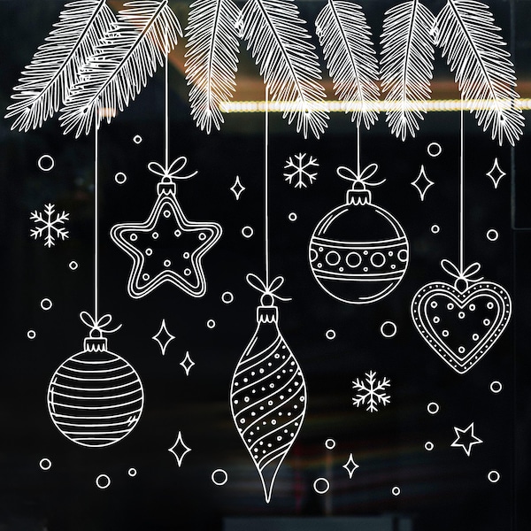 Christmas Window Template Chalk Pen - Etsy UK