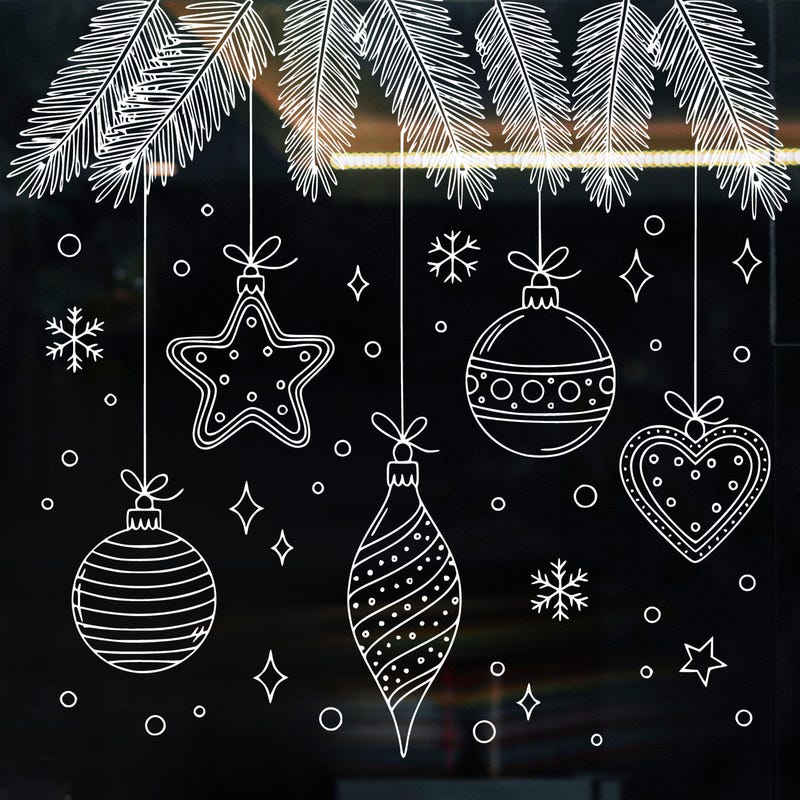 Christmas Window Template Chalk Pen - Etsy UK