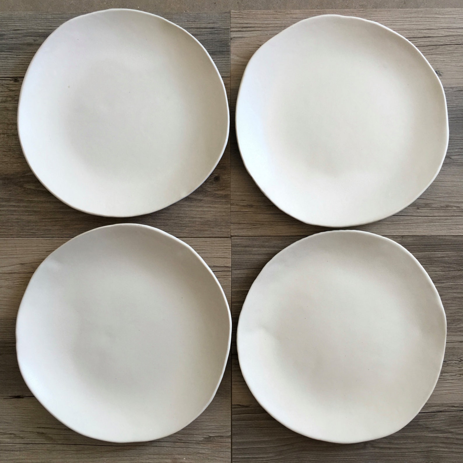 White Ceramic Dinner Plates Set of 4 white on | Etsy