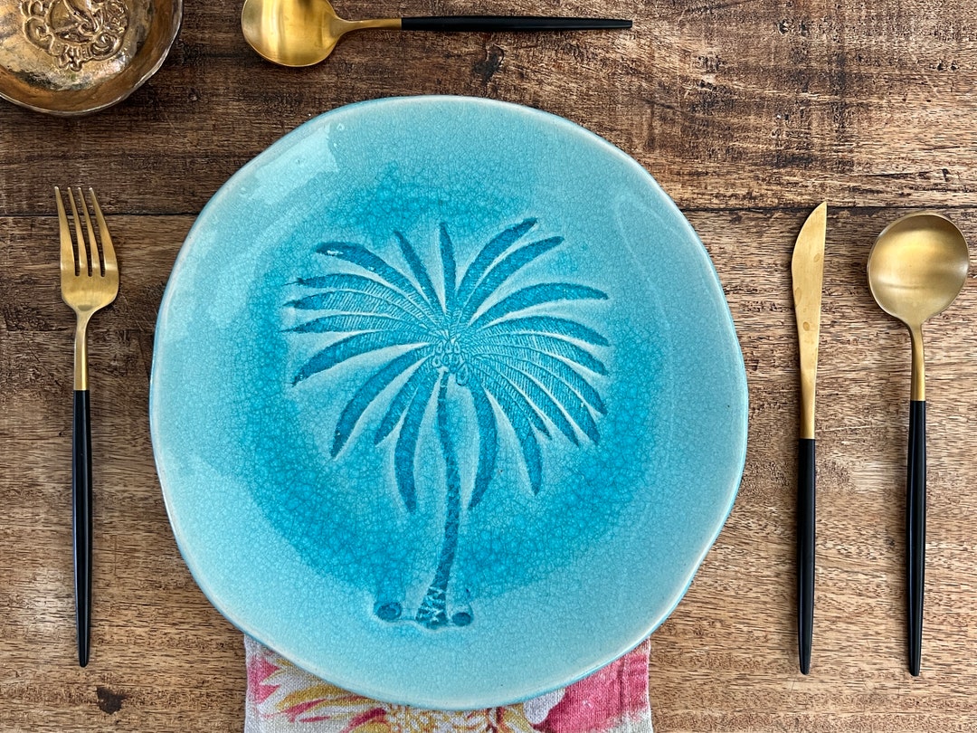 Tropical Palm Tree Dinner Plate Island Vibes Tableware - Etsy