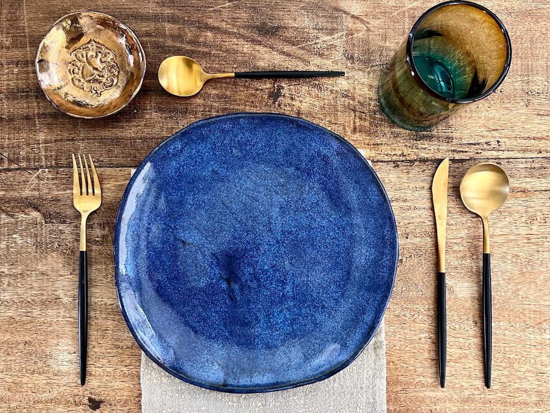 Blue Ceramic Dinner Plates - Handmade Stoneware Dinnerware - Etsy