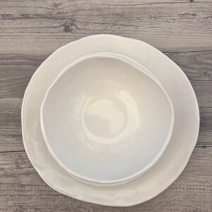 White Ceramic Dinner Plates - Set of 4 "white on White" Handmade ...
