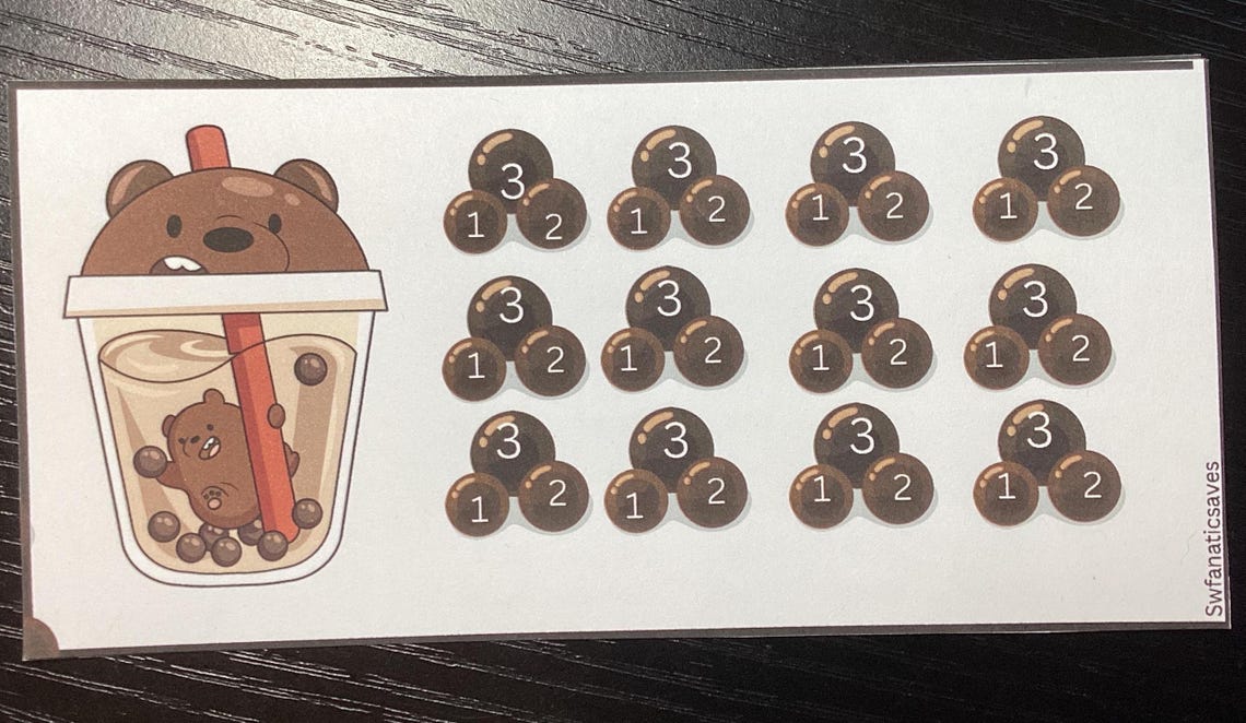 Boba Tea Mini Savings Challenge - Etsy