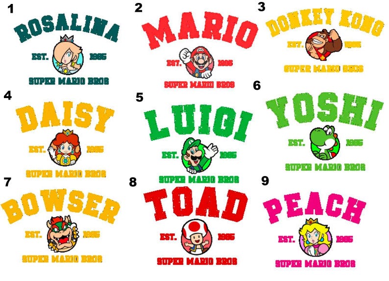 Super Mario Character Shirt, Super Mario Family Shirt, Mario Party ...