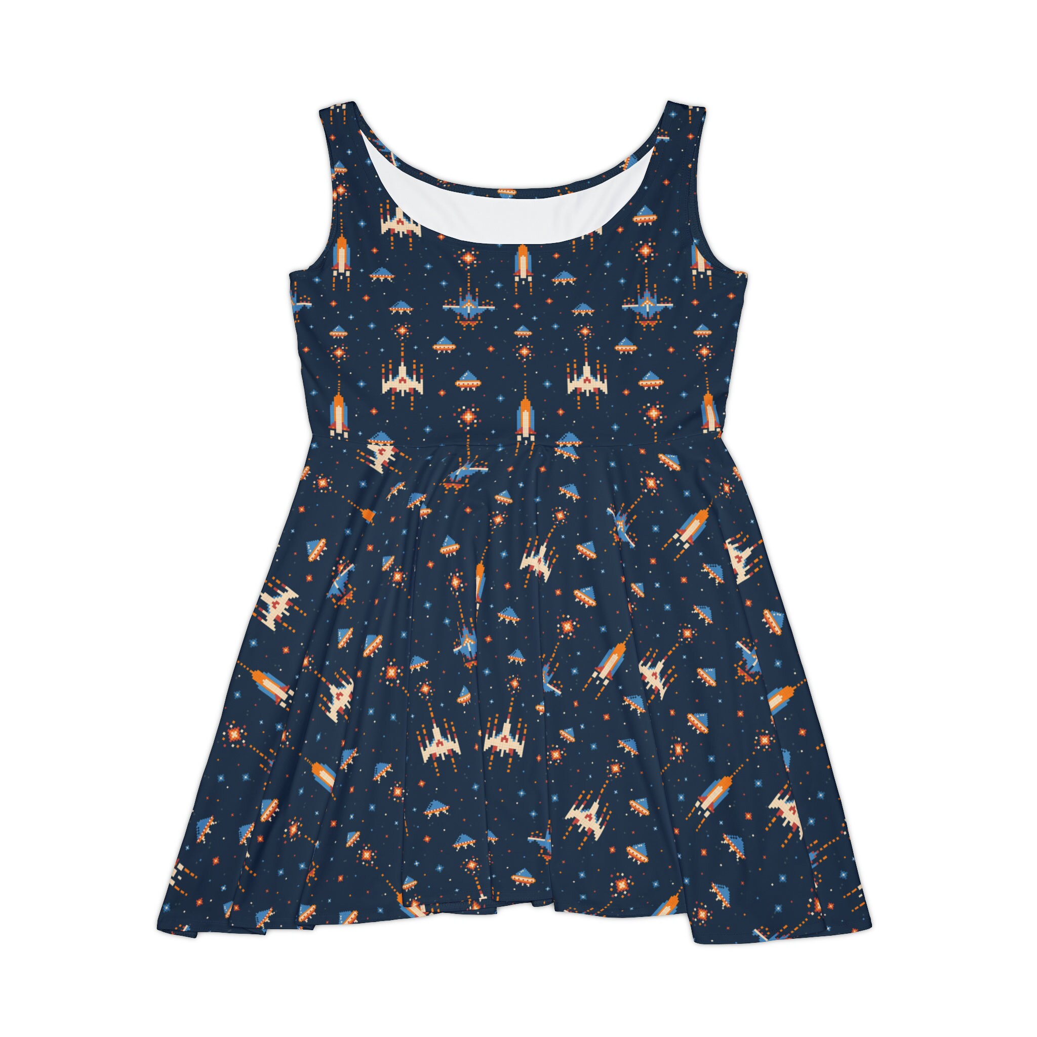 Women's 80s Space Galaxy Video Game Skater Dress Galaga Galaxy Galaxiga ...