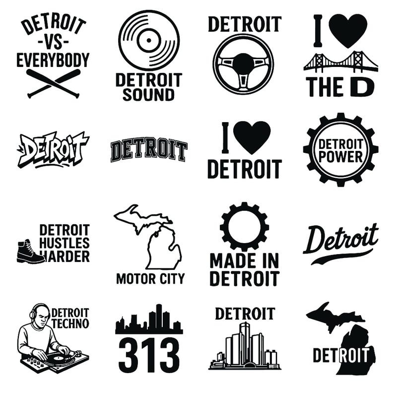 Detroit SVG Bundle, Motor City Skyline & Logo Designs, Detroit Strong ...