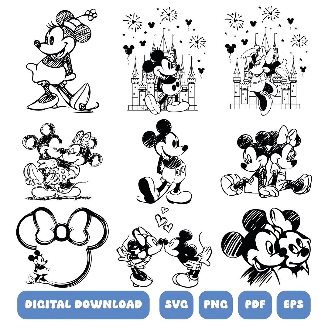Mouse Sketch Svg Png, Family Vacation Instant Dxf Download, Printable ...