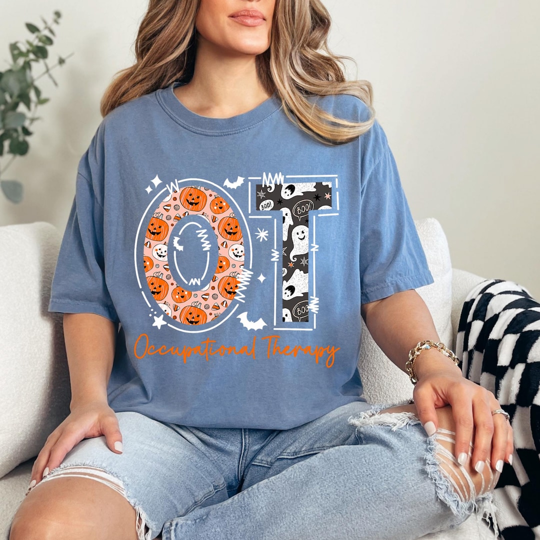 Occupational Therapy Halloween Comfort Colors Shirt Cute OT Ghost ...