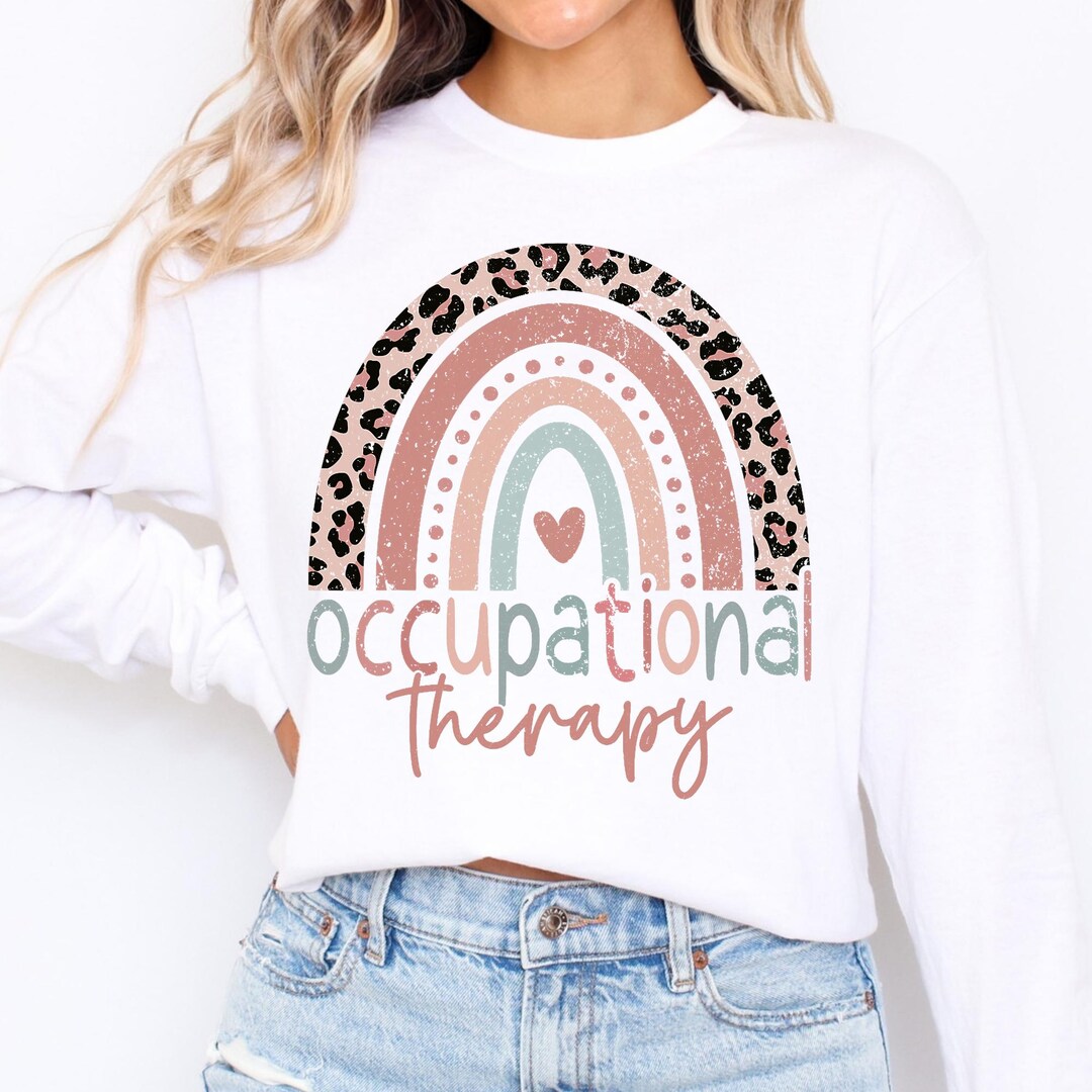Boho Rainbow Leopard Print Occupational Therapy Long Sleeve Sweatshirt ...