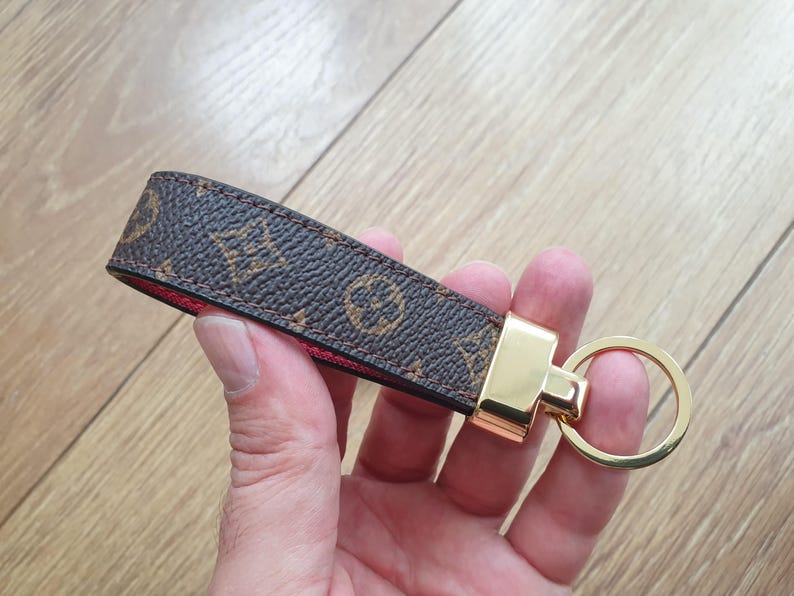 Monogram Leather Keychain, Luxury Gift - Etsy