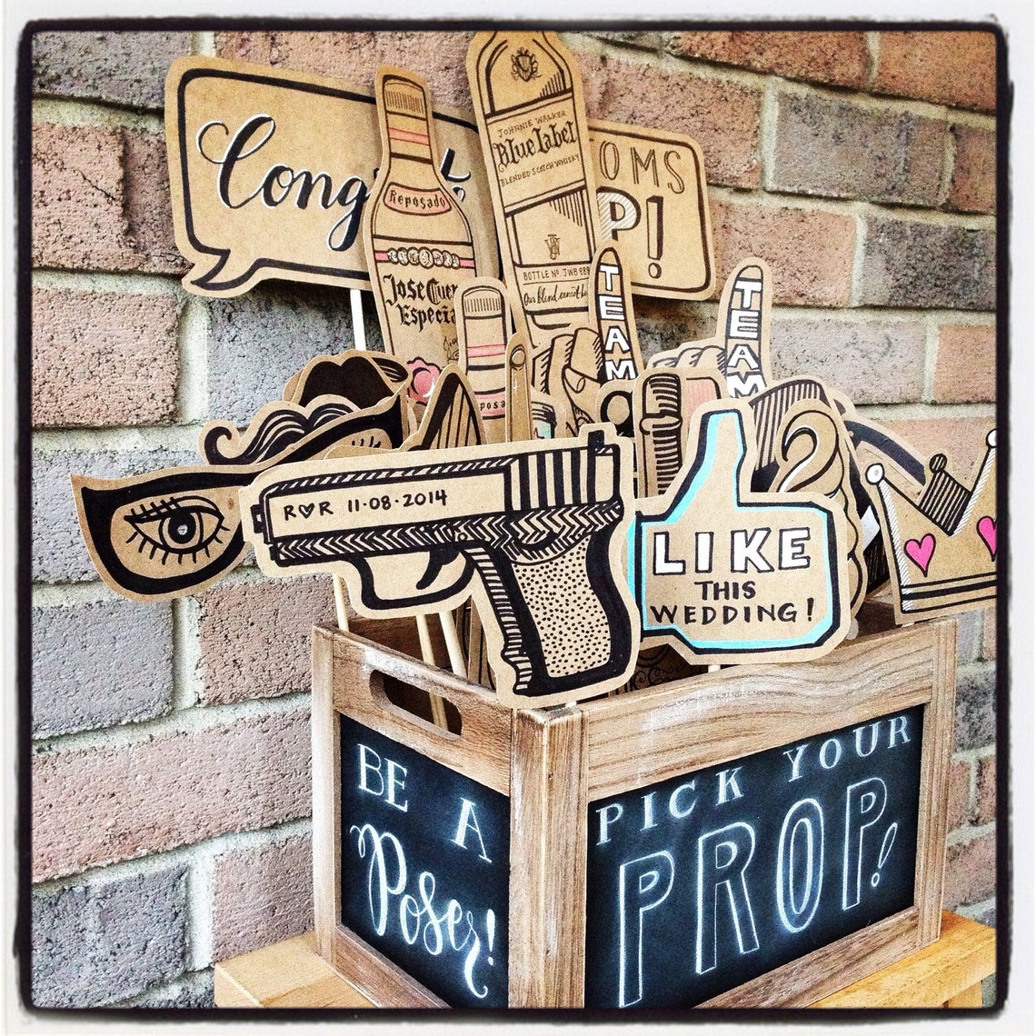 Wedding Photo Prop Set of 11 Pieces POSECARDS™ | Etsy