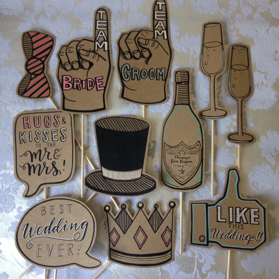 Wedding Photo Prop Set of 11 Pieces POSECARDS™ | Etsy