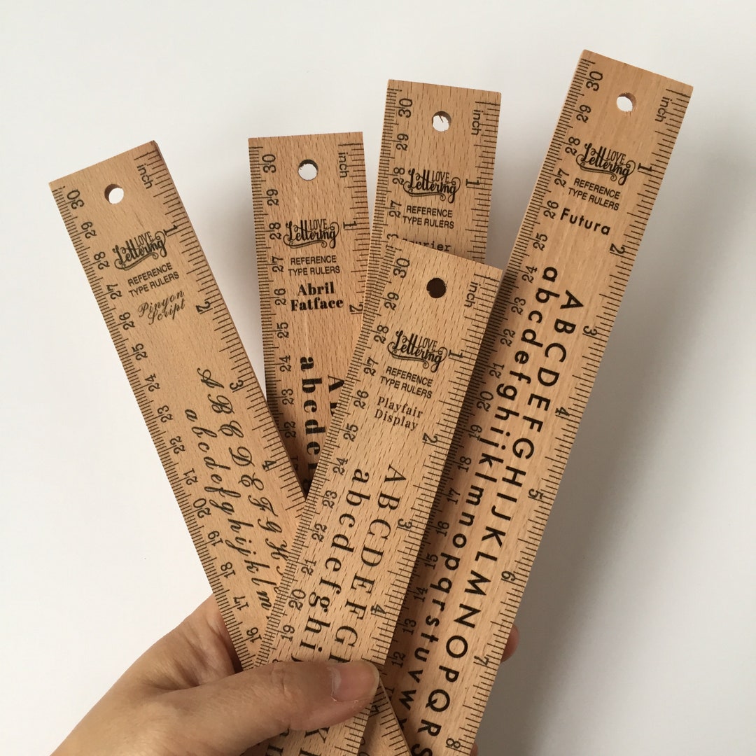 Vintage Style Wooden Rulers With Lettering Typeface References - Etsy