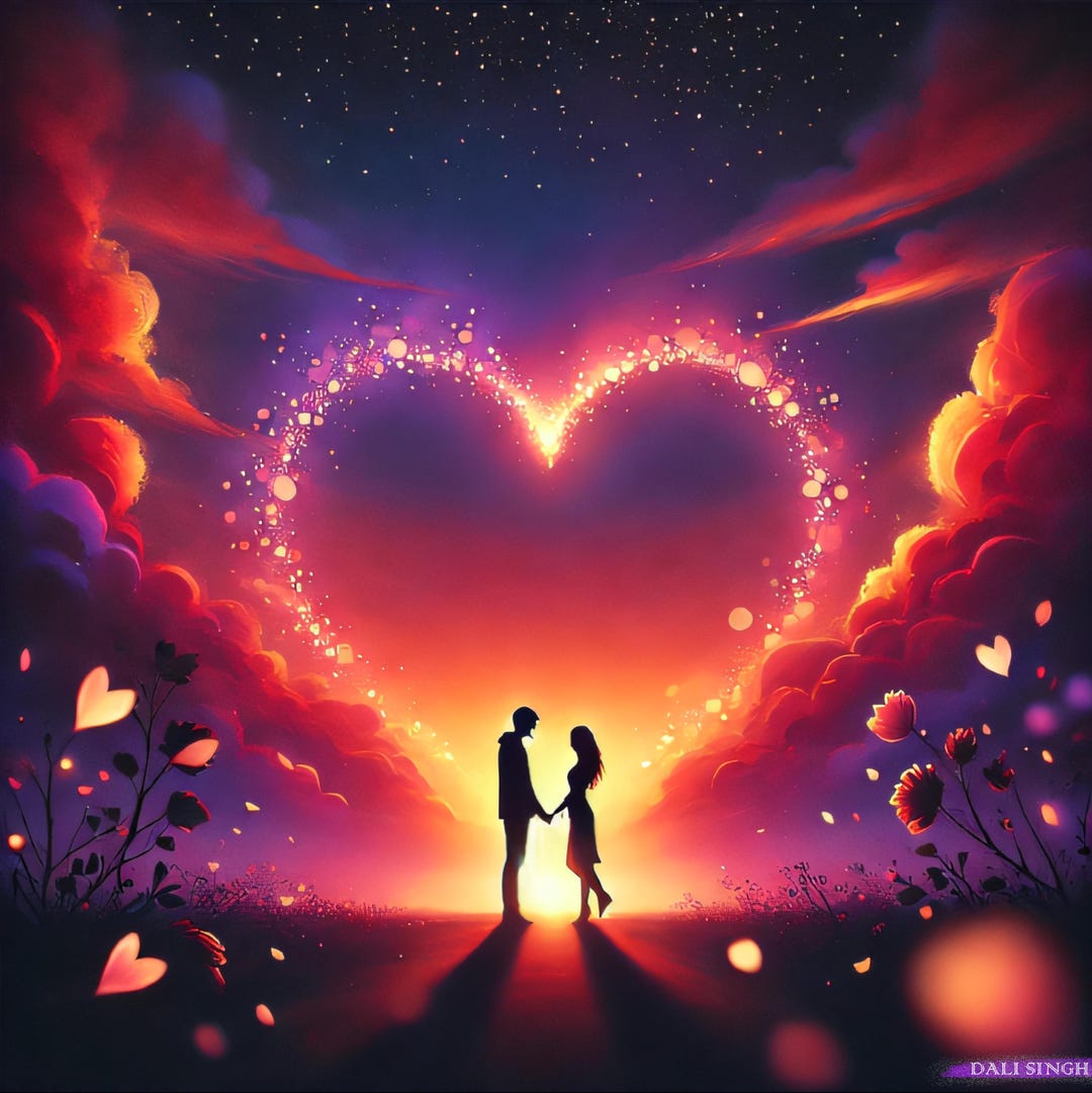Cosmic Love Art - Romantic Couple | 4K Digital Download | Heart-shaped ...