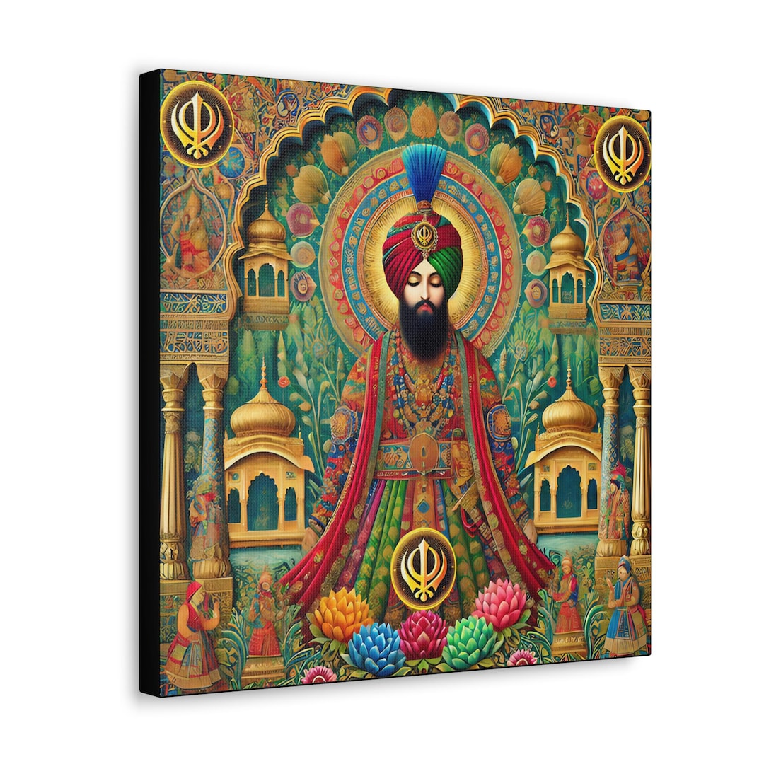 Colourful Spiritual Singh: Sikh Art Canvas Traditional Sikh Wall Art ...