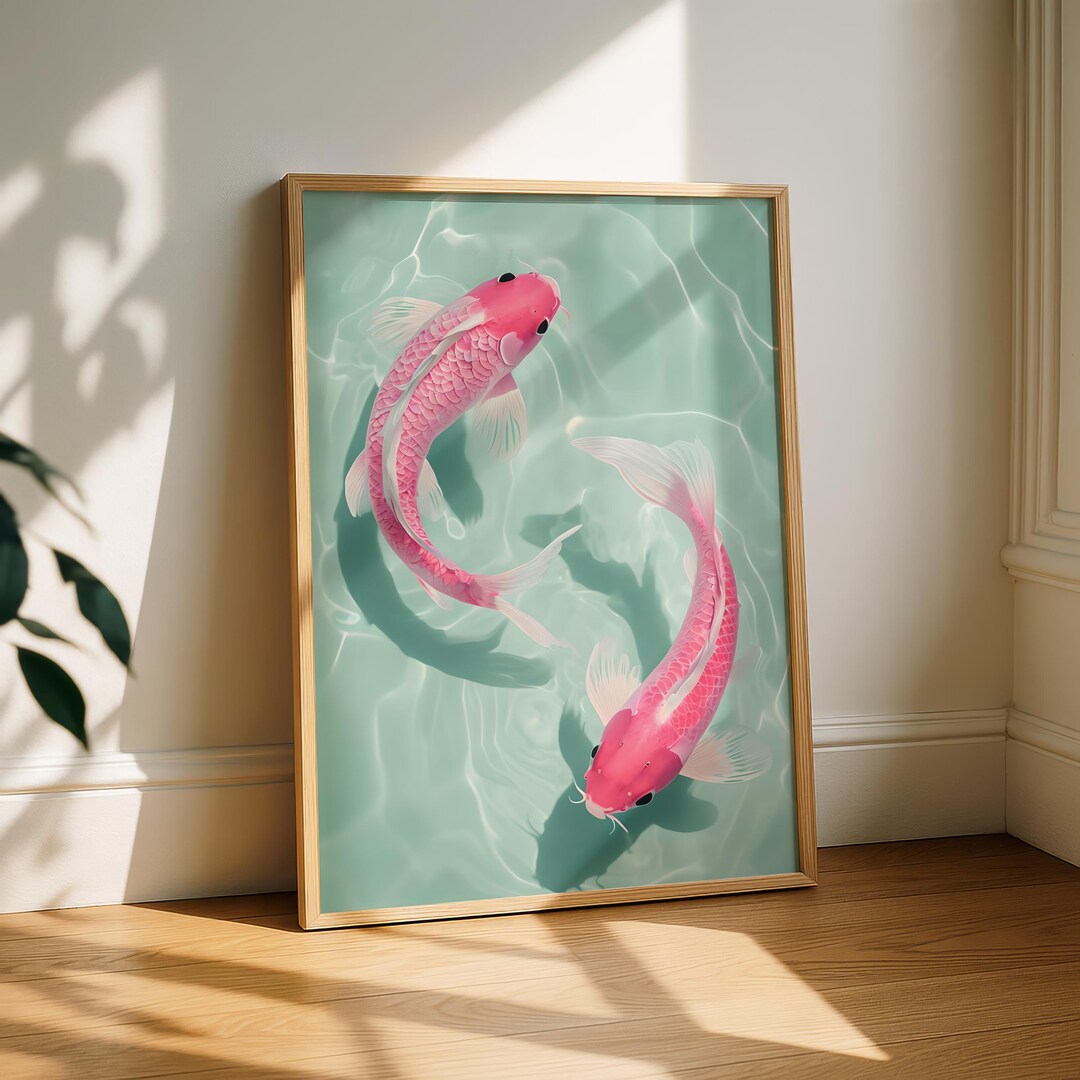 Pink Koi Fish Wall Art – Water Aesthetic Poster, Zen Vibes Print ...