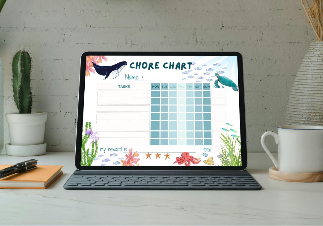 Kids Under the Sea Kid Chore and Reward Chart, Digital Dowload, Chore ...