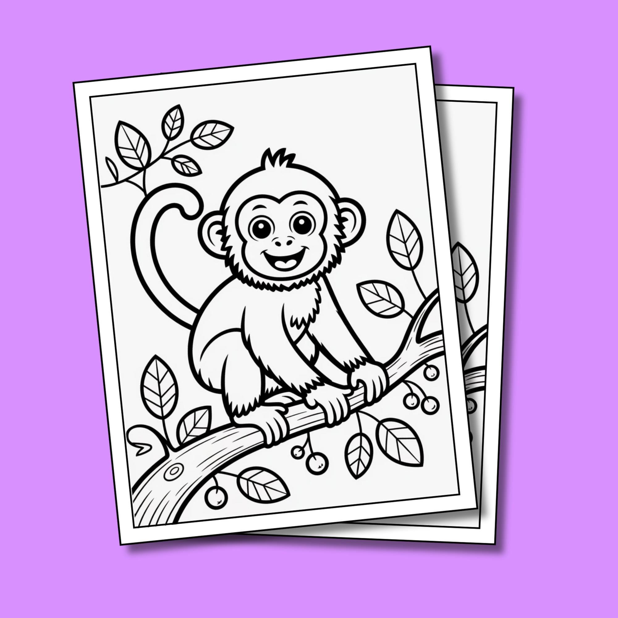 Jungle Animal Coloring Pages: Safari Adventure, Preschool Activity ...