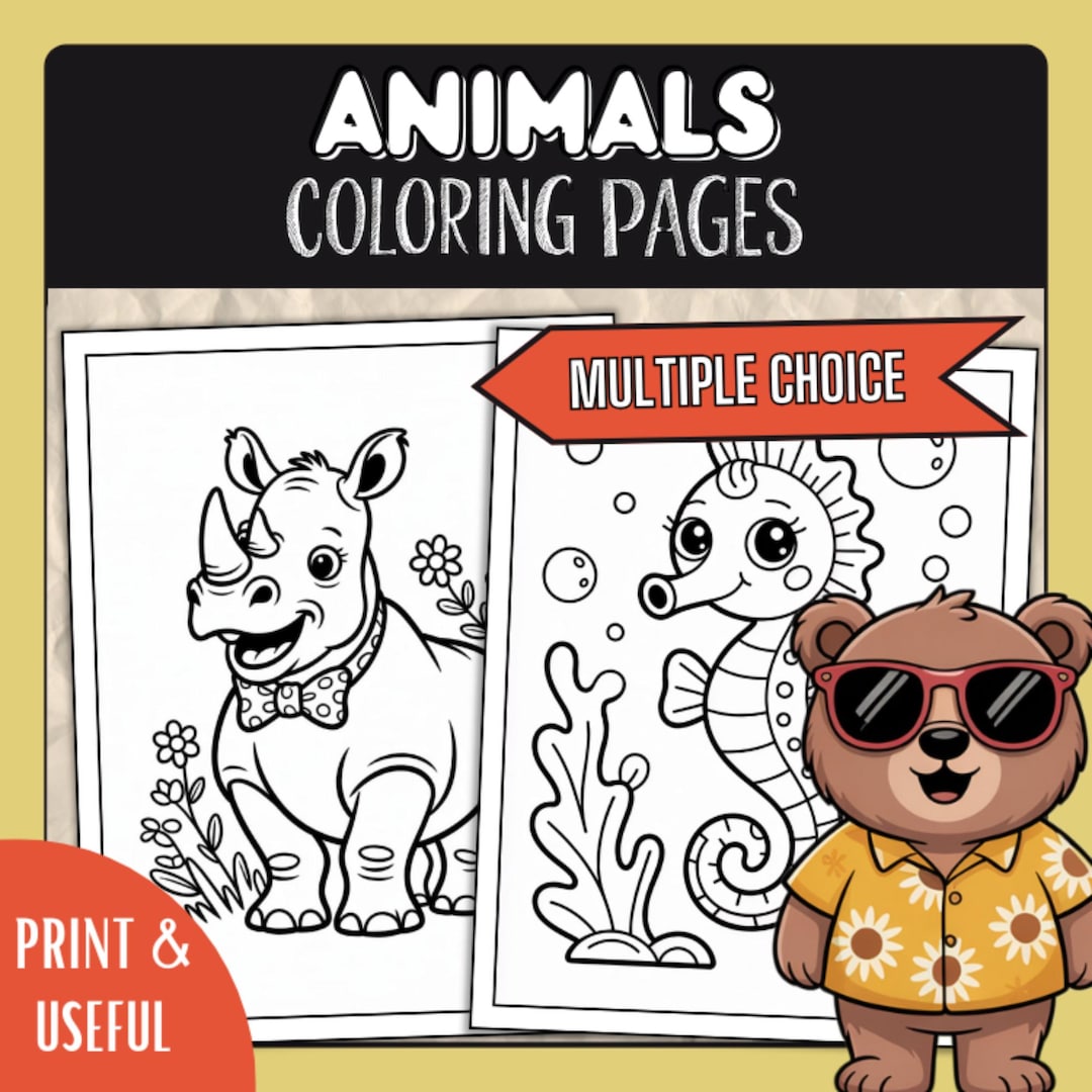 Cute & Easy Animals Coloring Sheets for Toddlers and Kids | Preschool ...