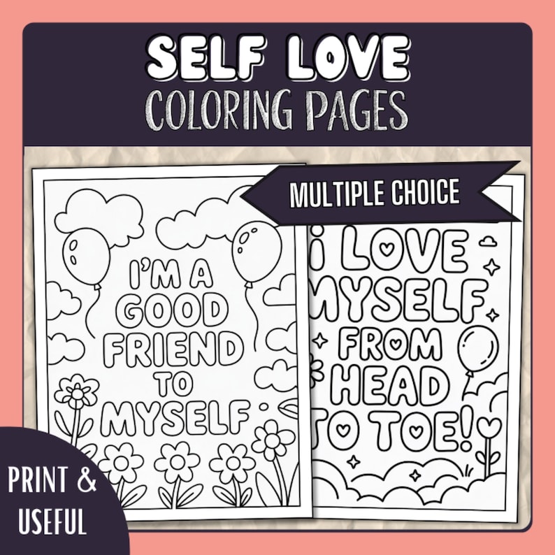 Self-love Affirmation Coloring Sheets: Motivational Quote Pages - Etsy
