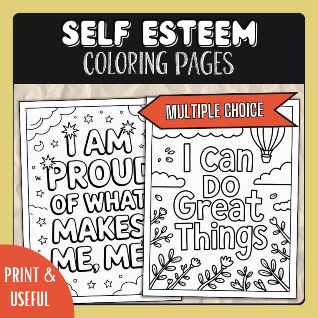 Self Esteem & Affirmation Coloring Sheets | Motivational and Positive ...