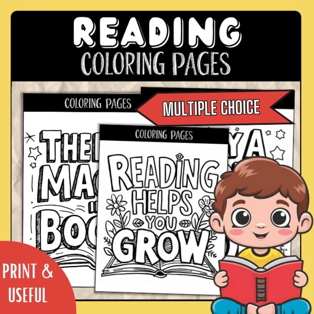 Reading Coloring Pages: Inspirational Library & School Posters - Etsy