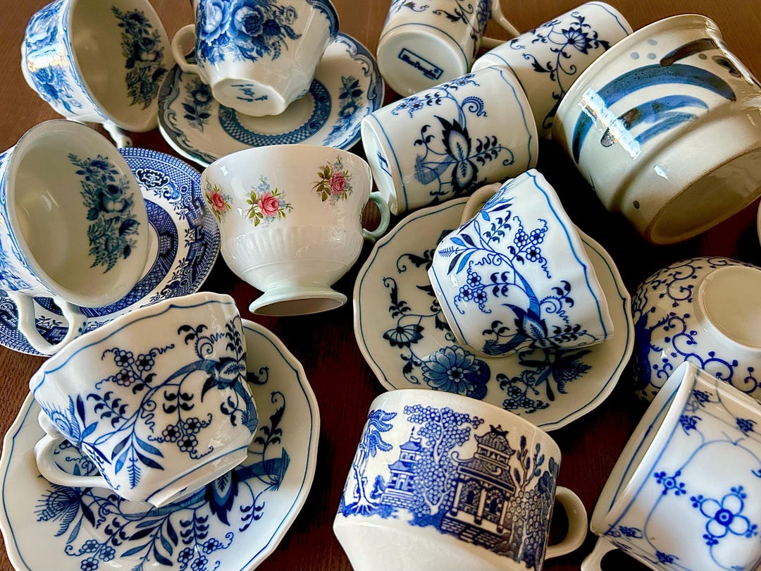 Make Your Mix-match Blue White Mug Tea Cup or Saucer, English or Japan ...
