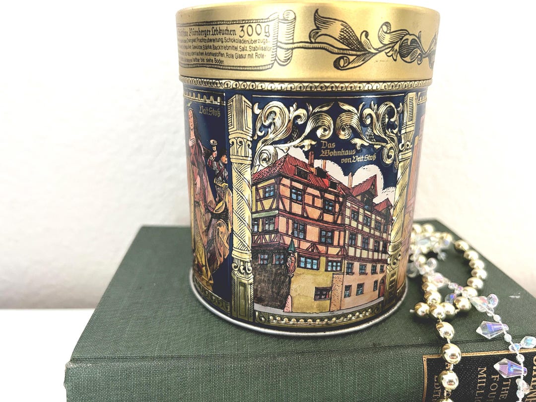 Vintage German Tin Canister With Medieval Artwork for Kitchen Decor ...