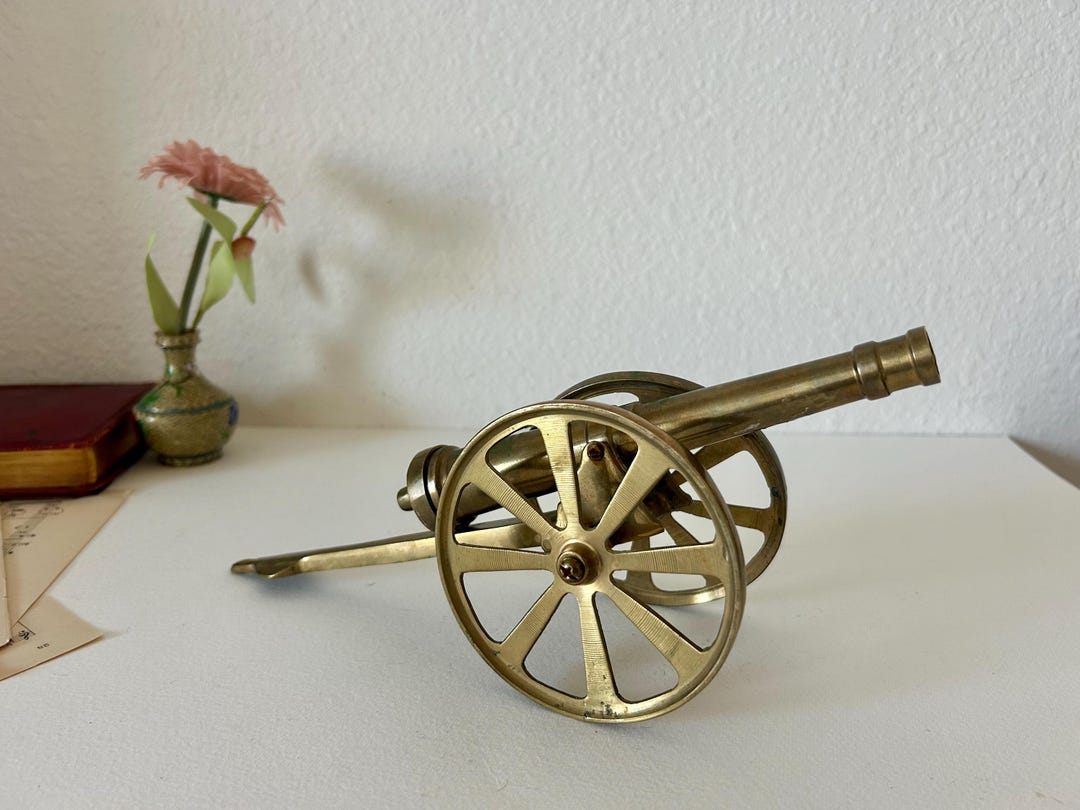 Brass Cannon Figurine Desk Accent Office Paperweight Desk Man Cave ...
