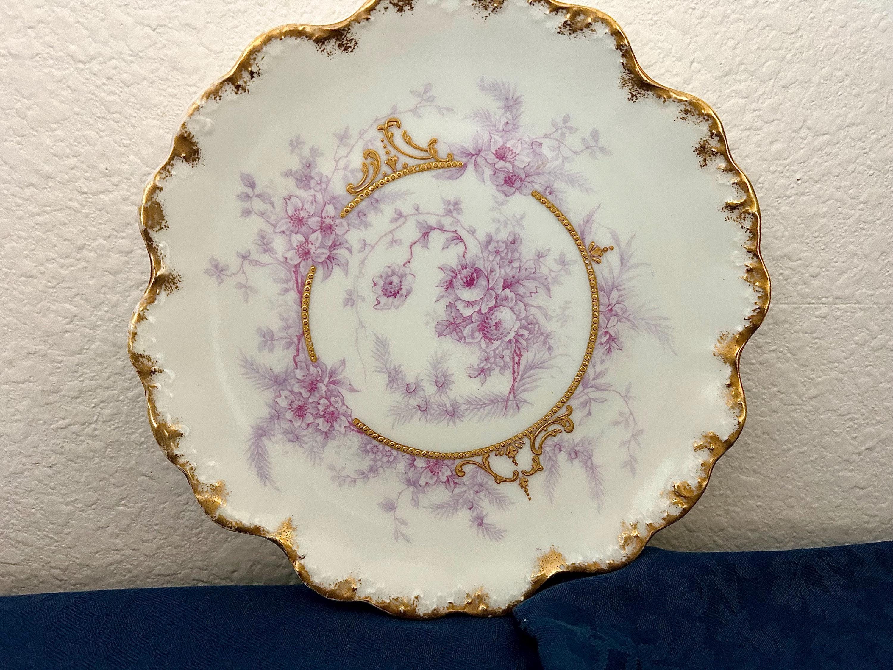 Limoges Elite Plate, Floral Design, Gold Gilded Edges, French Porcelain ...