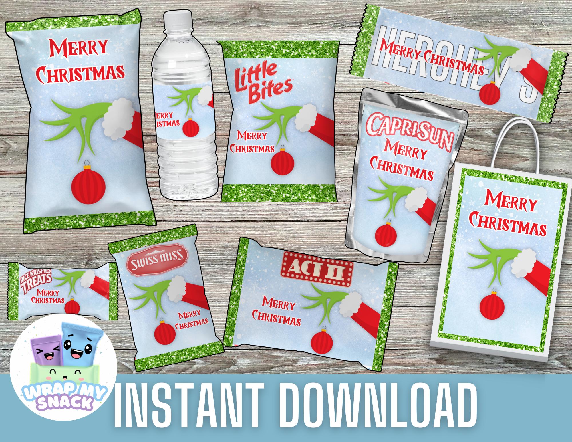 Grinch Hand Party Favors Bundle, Printable, DIY, Instant Download, Chip ...