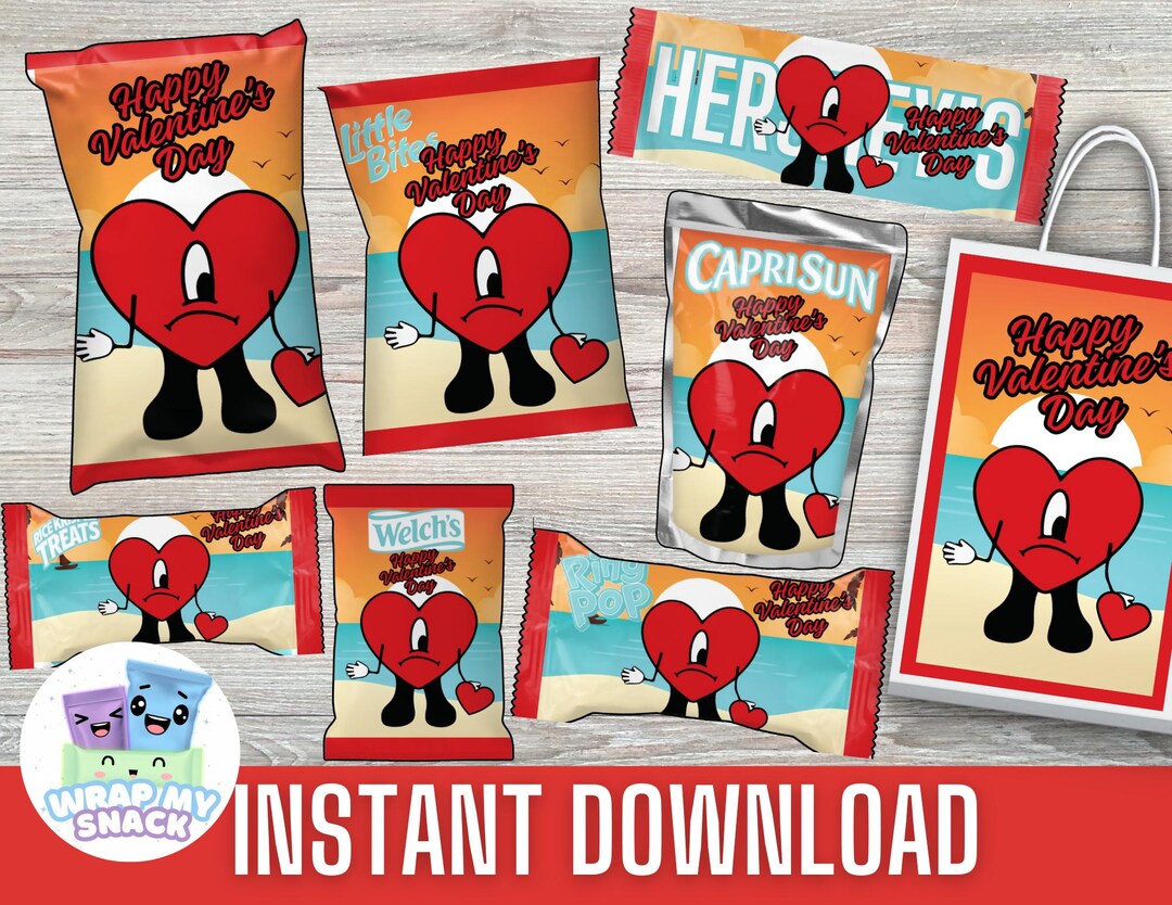 Sad Heart Valentines Party Favors Bundle, Printable, Instant Download ...