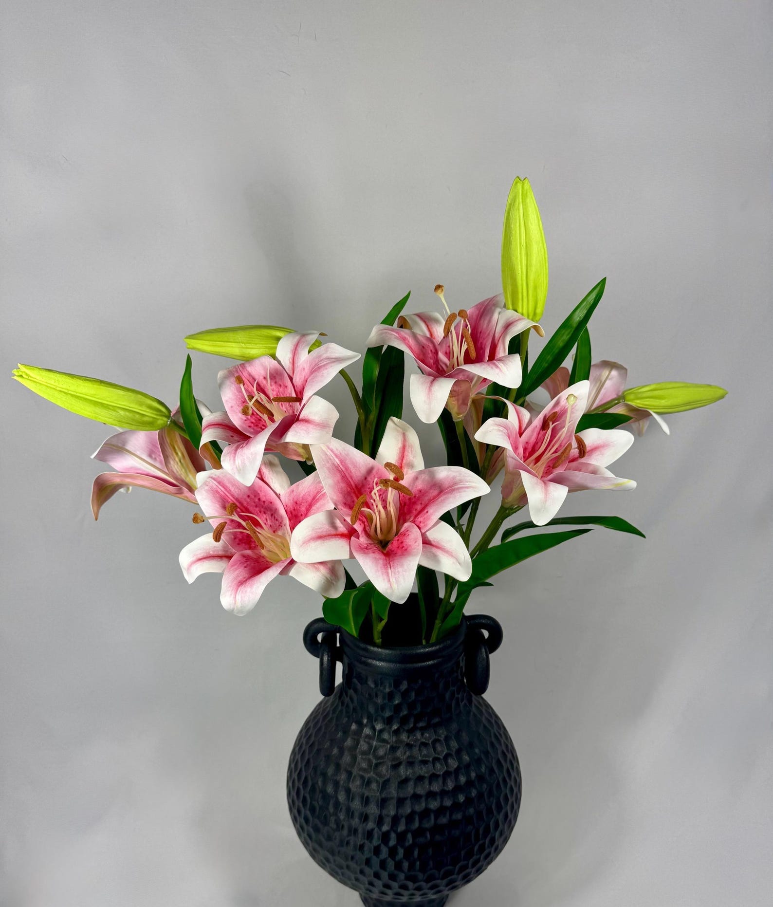 Artificial Pink & White Stargazer Lily Stem: Silk Wedding Bouquet ...