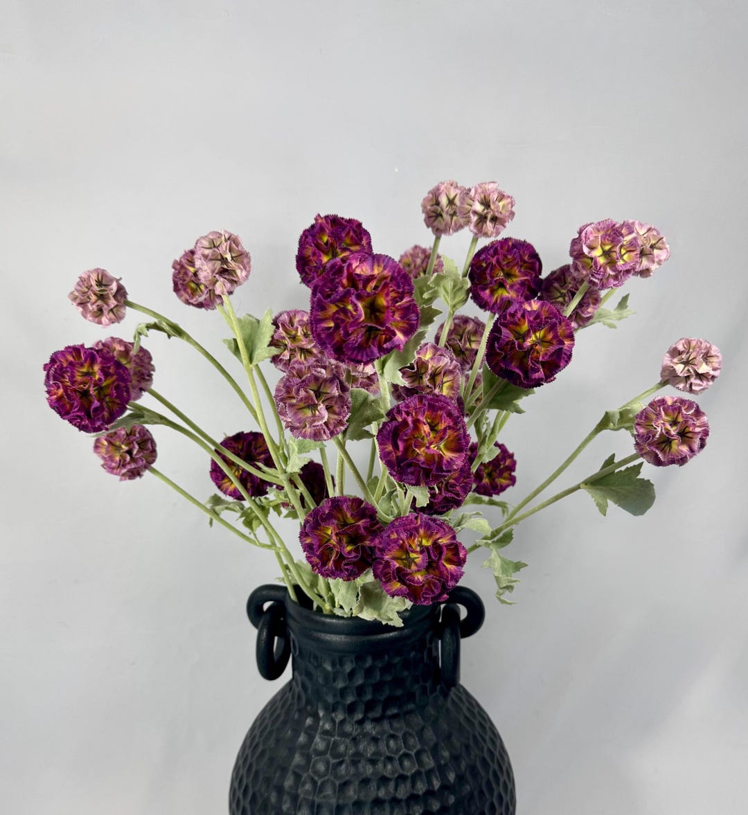 Artificial Ruffled Ranunculus Stem – Deep Plum / Purple Faux Flowers ...