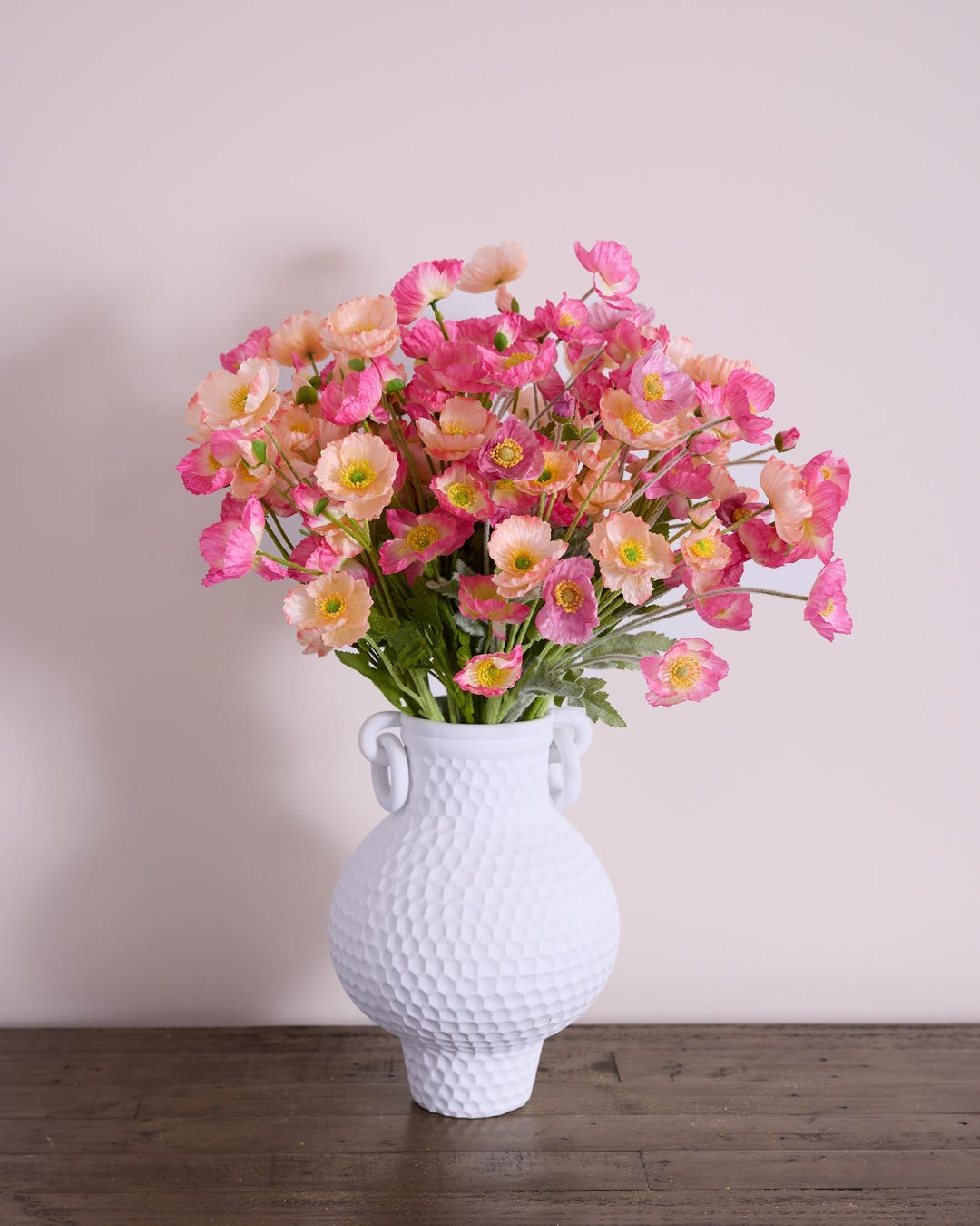 Large Artificial Poppy Arrangement With Textured White Vase - Etsy