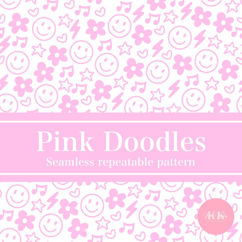 Pink Girly Retro Doodles Seamless Repeatable Pattern, Fabric Design ...