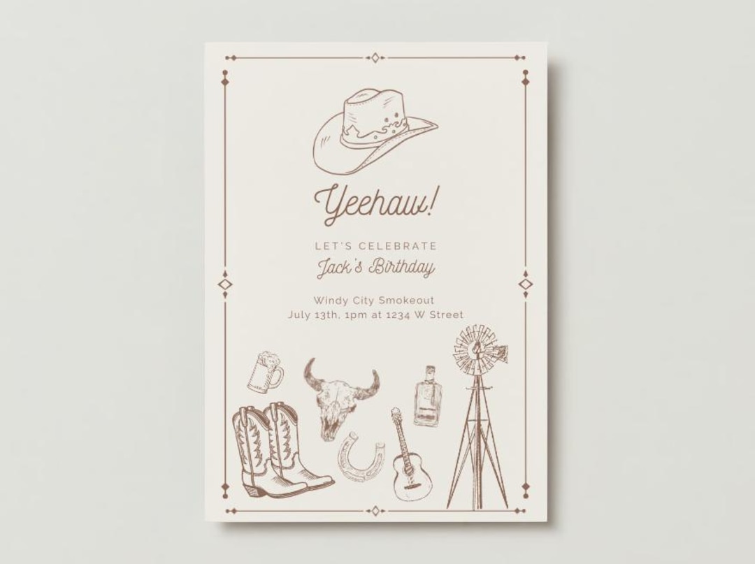 Western Theme Invitation Template - Etsy